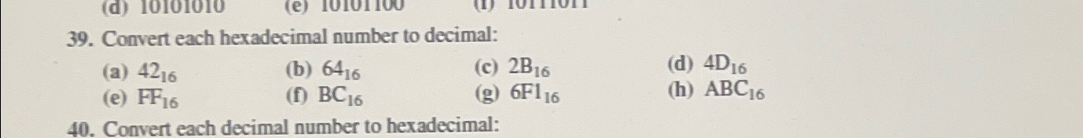 Solved Convert each hexadecimal number to | Chegg.com