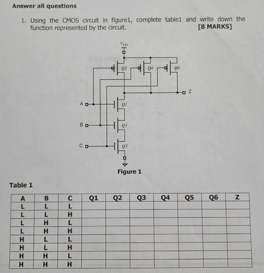 Solved Answer all questionsUsing the CMOS circuit in | Chegg.com