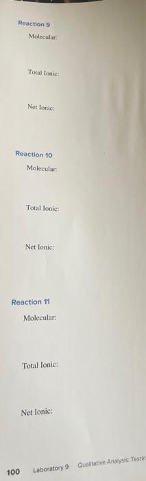 Solved Total Ionic: Net Ionic: Reaction 7 Molecular: Total | Chegg.com