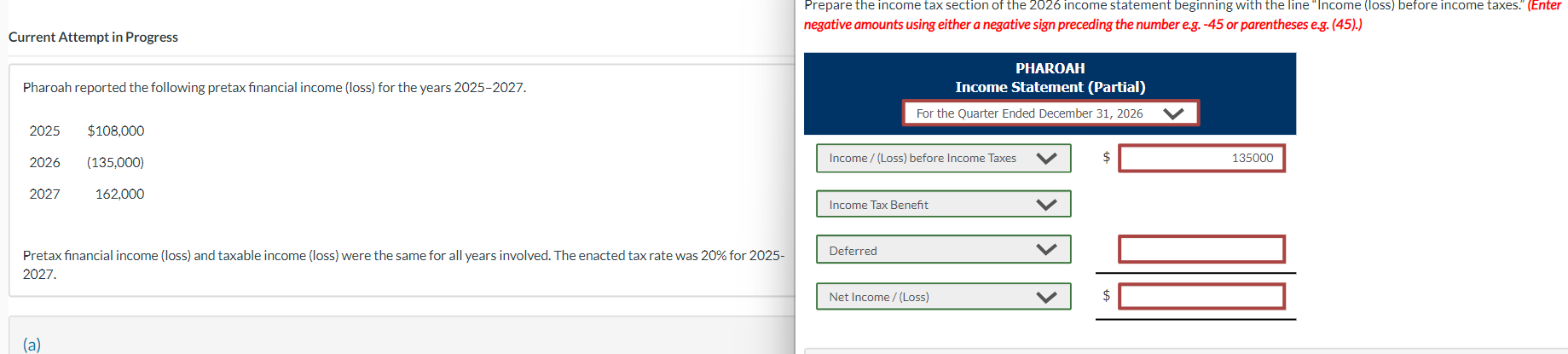 Solved Current Attempt in ProgressPrepare the income tax | Chegg.com