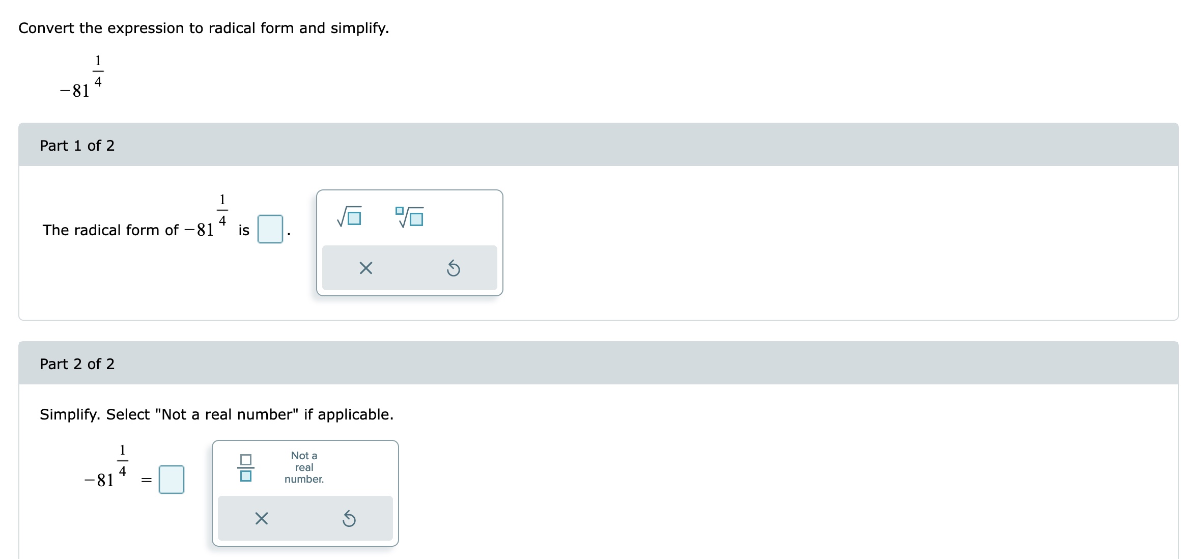 Solved Convert the expression to radical form and | Chegg.com