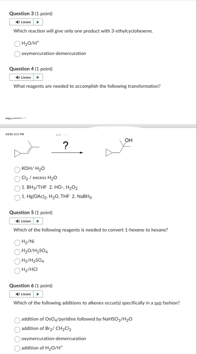 Solved Question 3 (1 ﻿point)ListenWhich reaction will give | Chegg.com