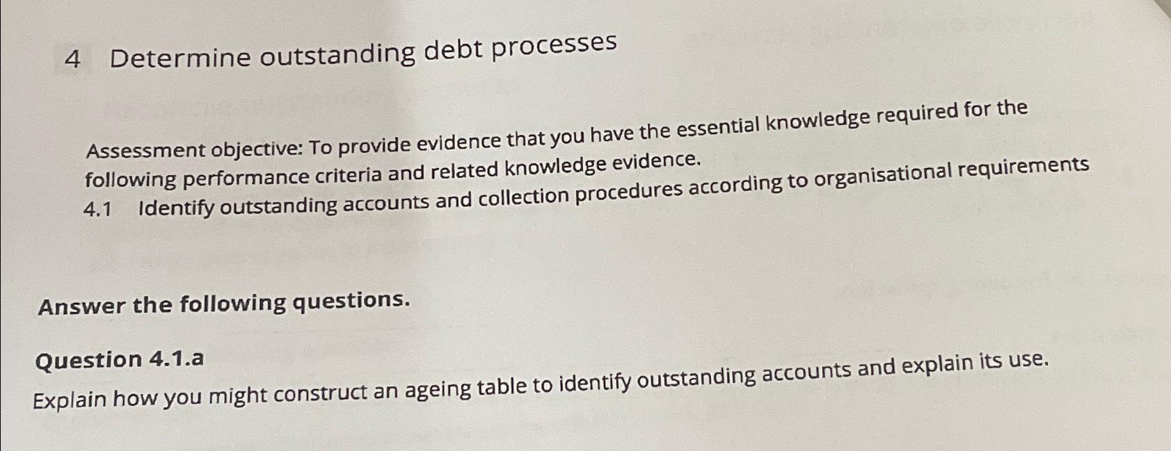 Solved 4 ﻿Determine outstanding debt processesAssessment | Chegg.com