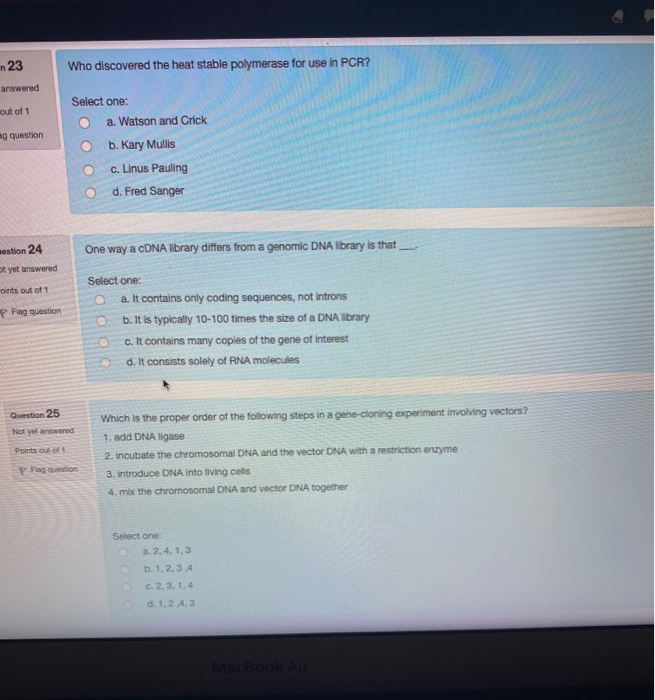 Solved n 23 Who discovered the heat stable polymerase for | Chegg.com