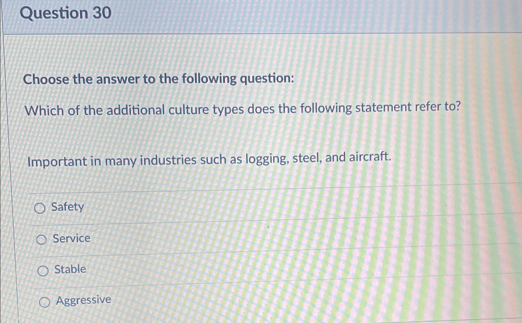 Solved Question 30Choose the answer to the following | Chegg.com