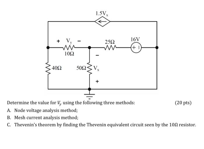 Solved Determine the value for Vy using the following three | Chegg.com