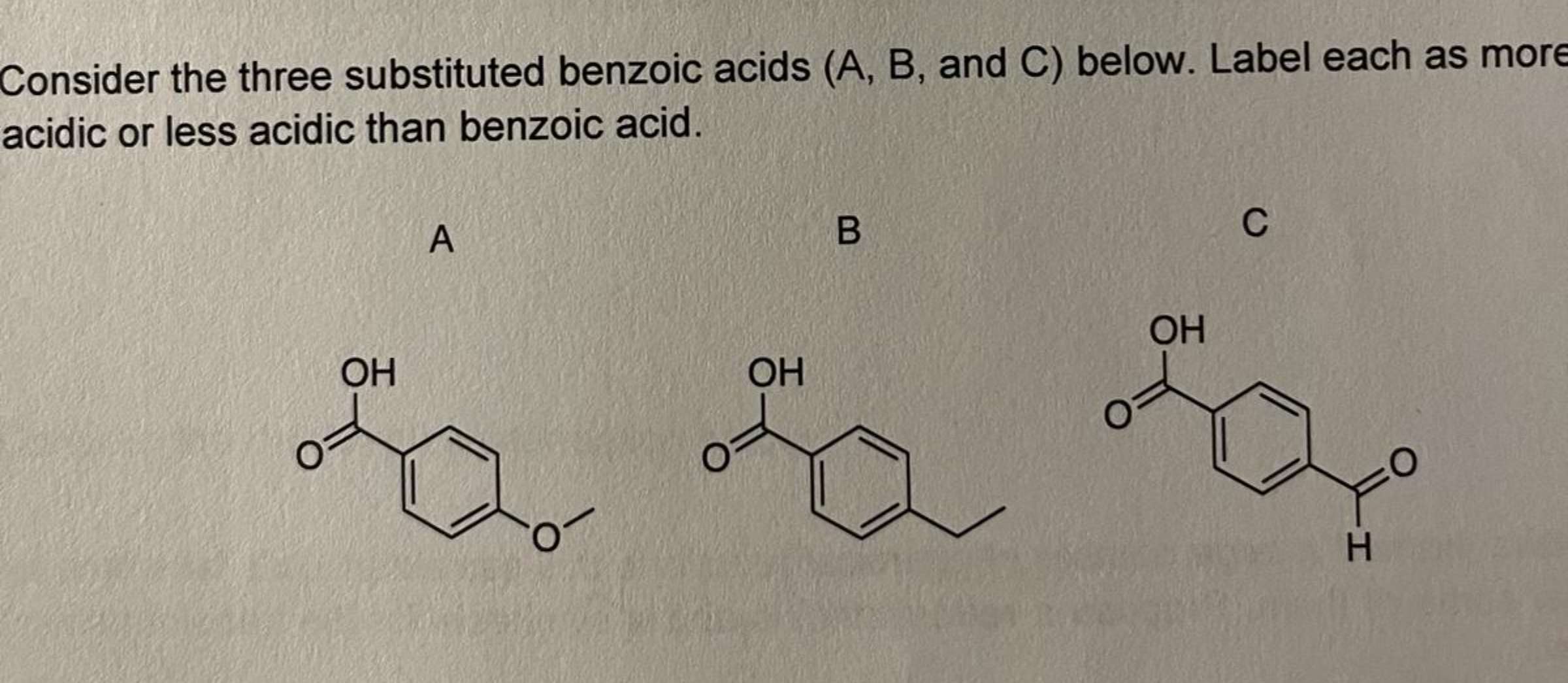 Solved Consider the three substituted benzoic acids (A, ﻿B, | Chegg.com