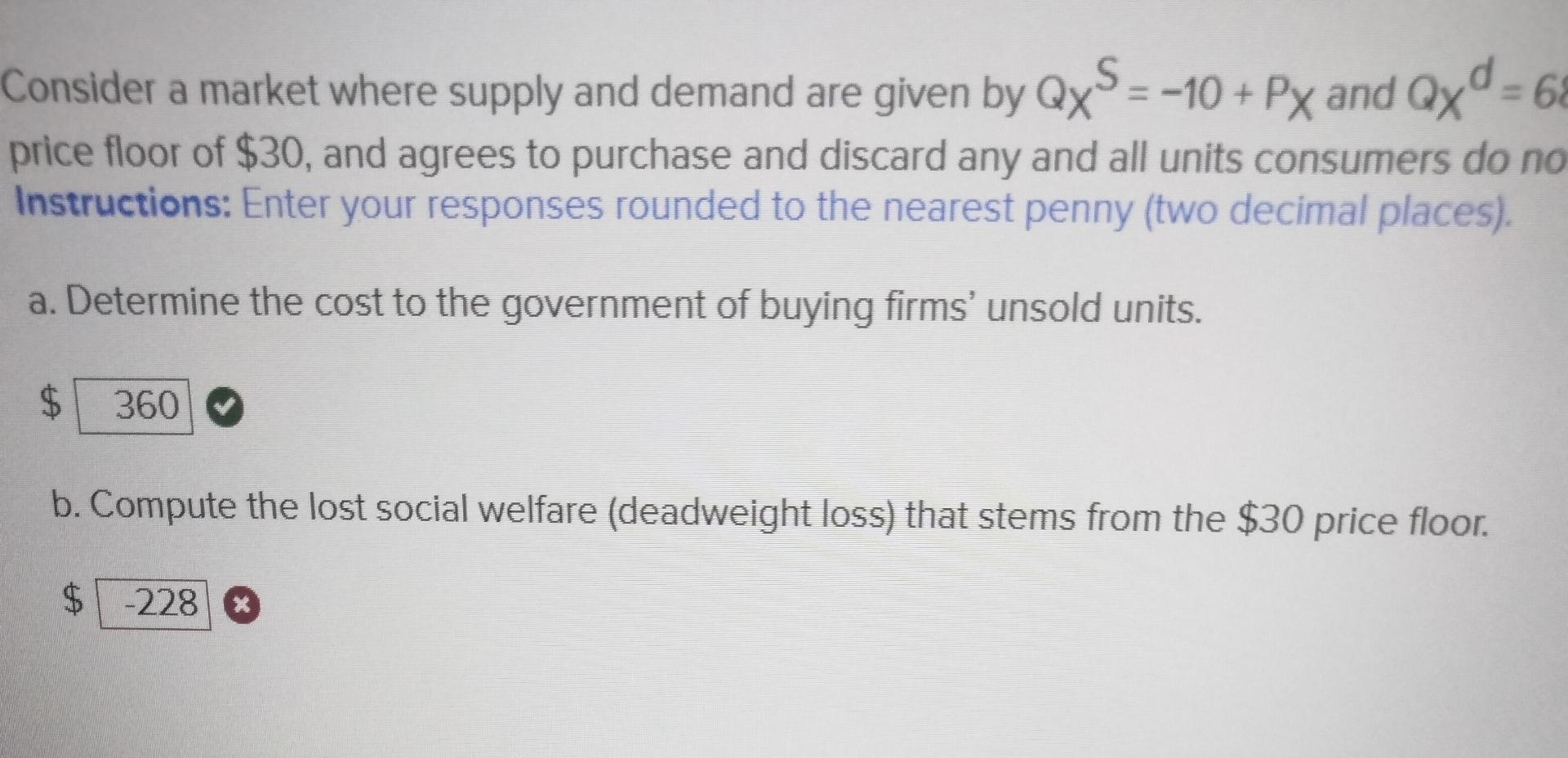 Solved Consider a market where supply and demand are given | Chegg.com