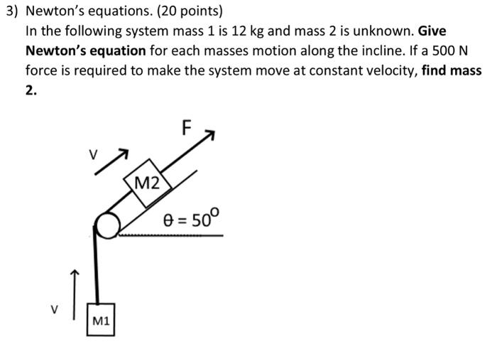 Solved 3) Newton's equations. ( 20 points) In the following | Chegg.com