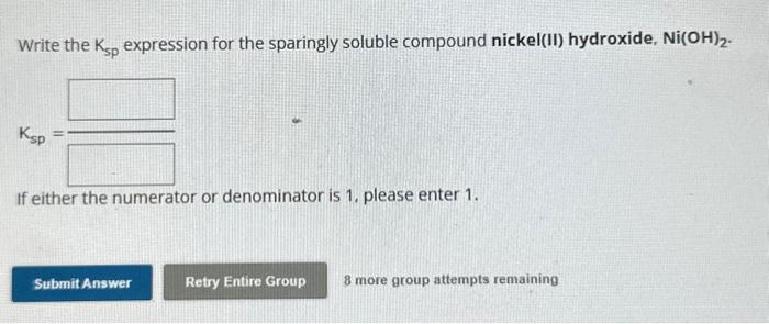 Solved Write the Ksp expression for the sparingly soluble | Chegg.com