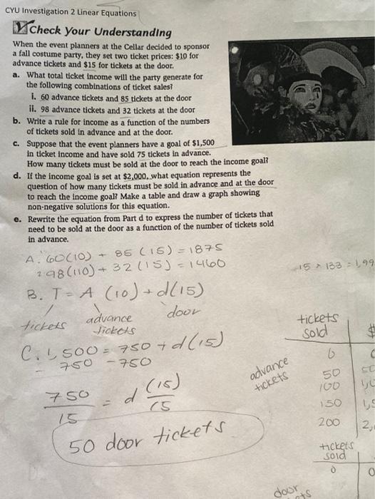 Solved CYU Investigation 2 Linear Equations Check Your | Chegg.com