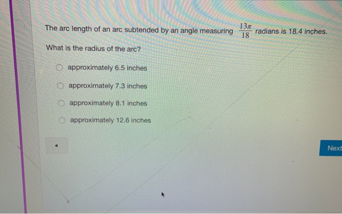 Solved The arc length of an arc subtended by an angle | Chegg.com