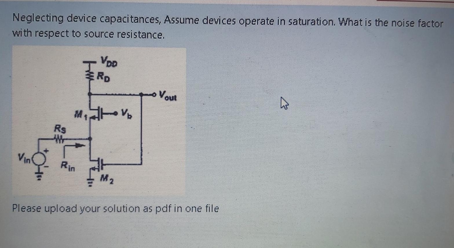 Solved Neglecting device capacitances, Assume devices | Chegg.com