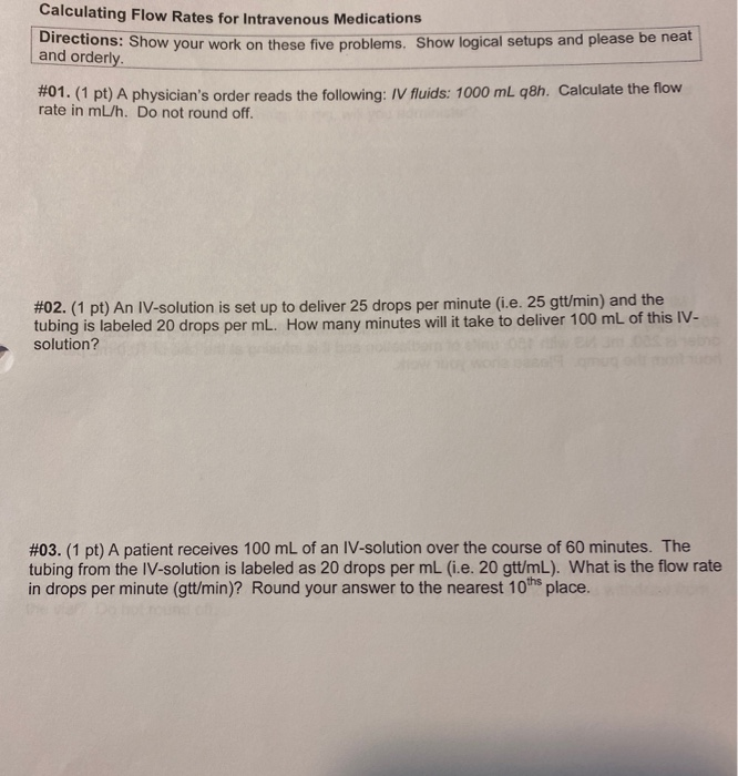 Solved Calculating Flow Rates for Intravenous Medications | Chegg.com