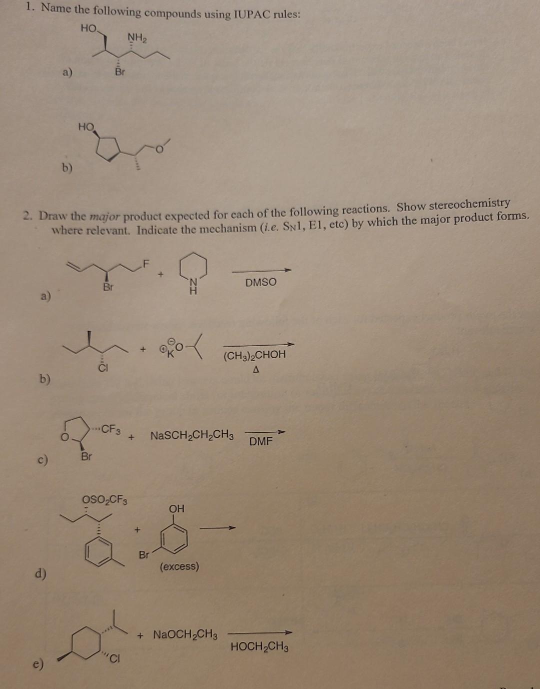 Solved 1. Name the following compounds using IUPAC rules: b) | Chegg.com