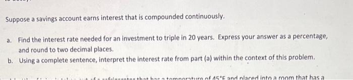 Solved Suppose a savings account earns interest that is | Chegg.com