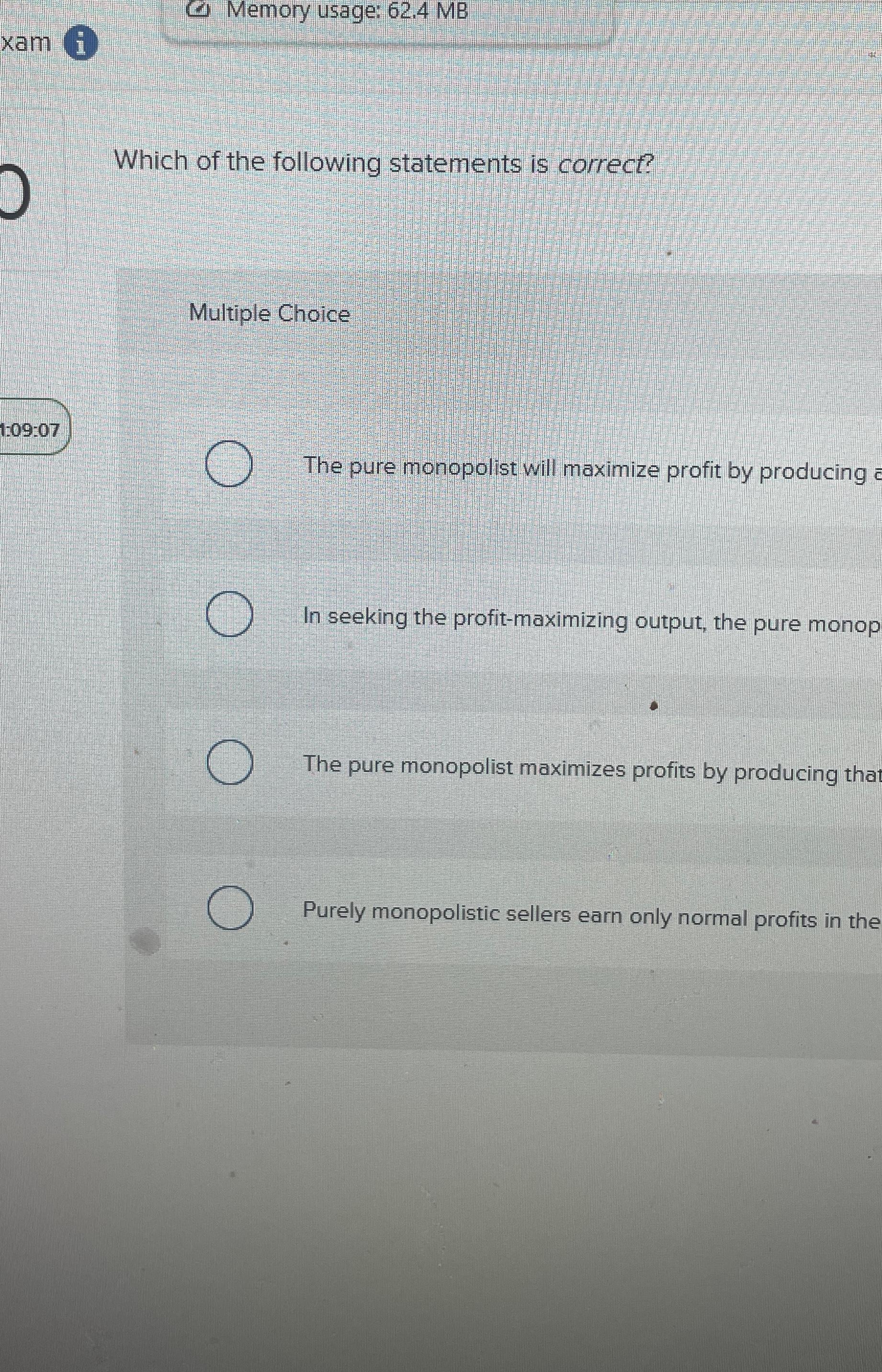 Solved Memory usage: 62.4MBWhich of the following statements | Chegg.com
