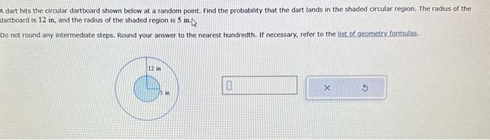 A dart hits the circular dartboard shown below at a | Chegg.com