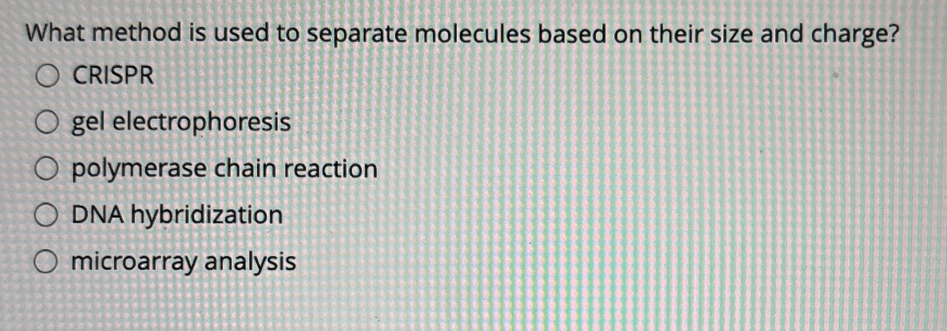 Solved What method is used to separate molecules based on | Chegg.com
