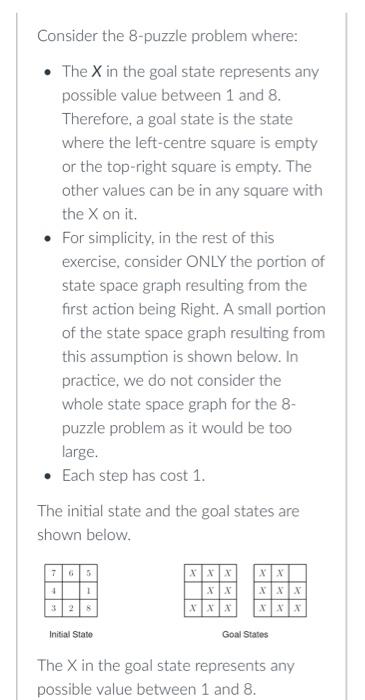 Solved Consider the 8-puzzle problem where: • The X in the | Chegg.com