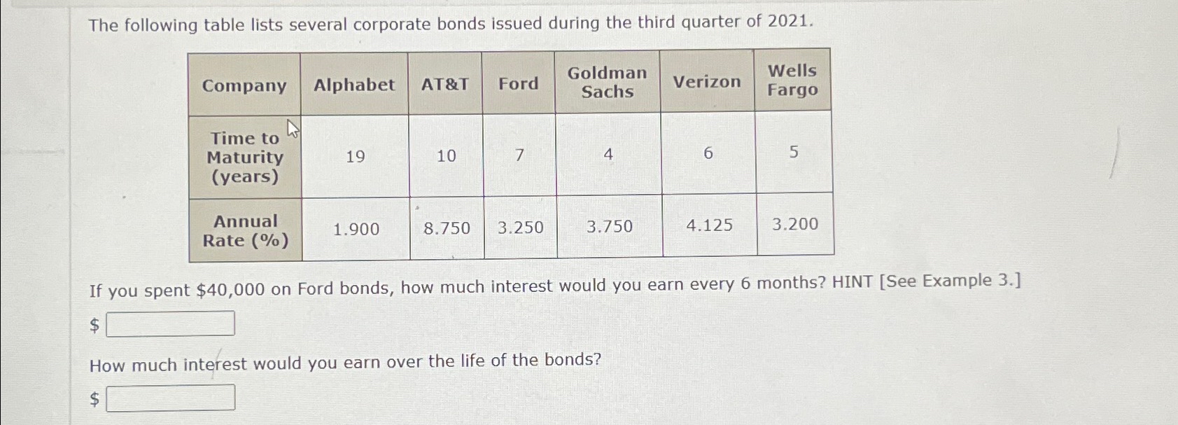 Solved The following table lists several corporate bonds | Chegg.com