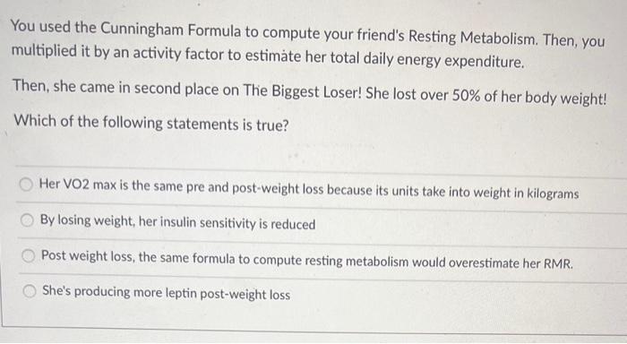 You used the Cunningham Formula to compute your | Chegg.com
