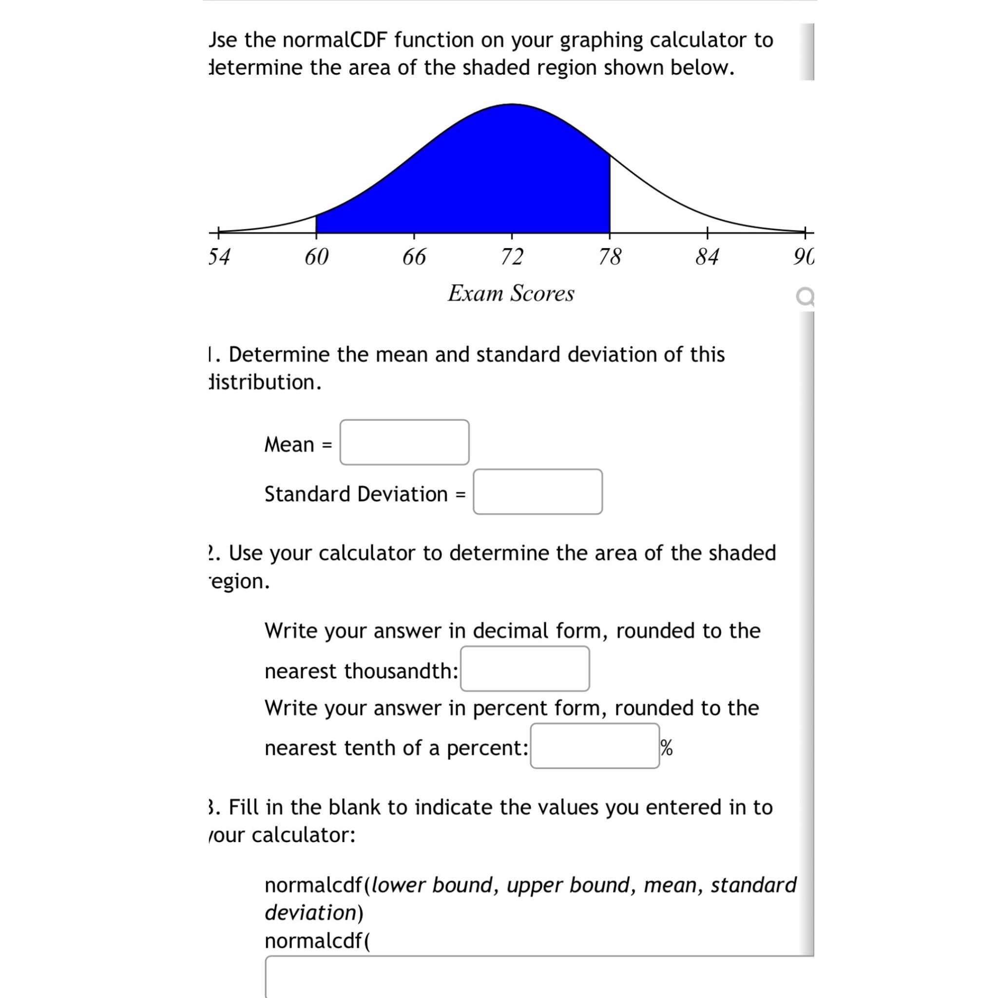 Solved Jse the normalCDF function on your graphing | Chegg.com