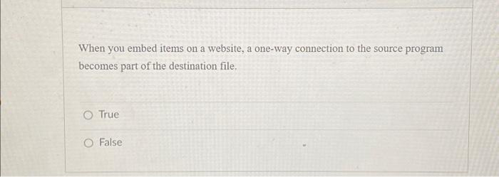 Solved When you embed items on a website, a one-way | Chegg.com