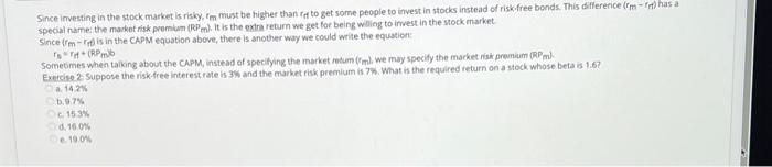 Solved The Capital Asset Pricing Model (CAPM) shows how a | Chegg.com