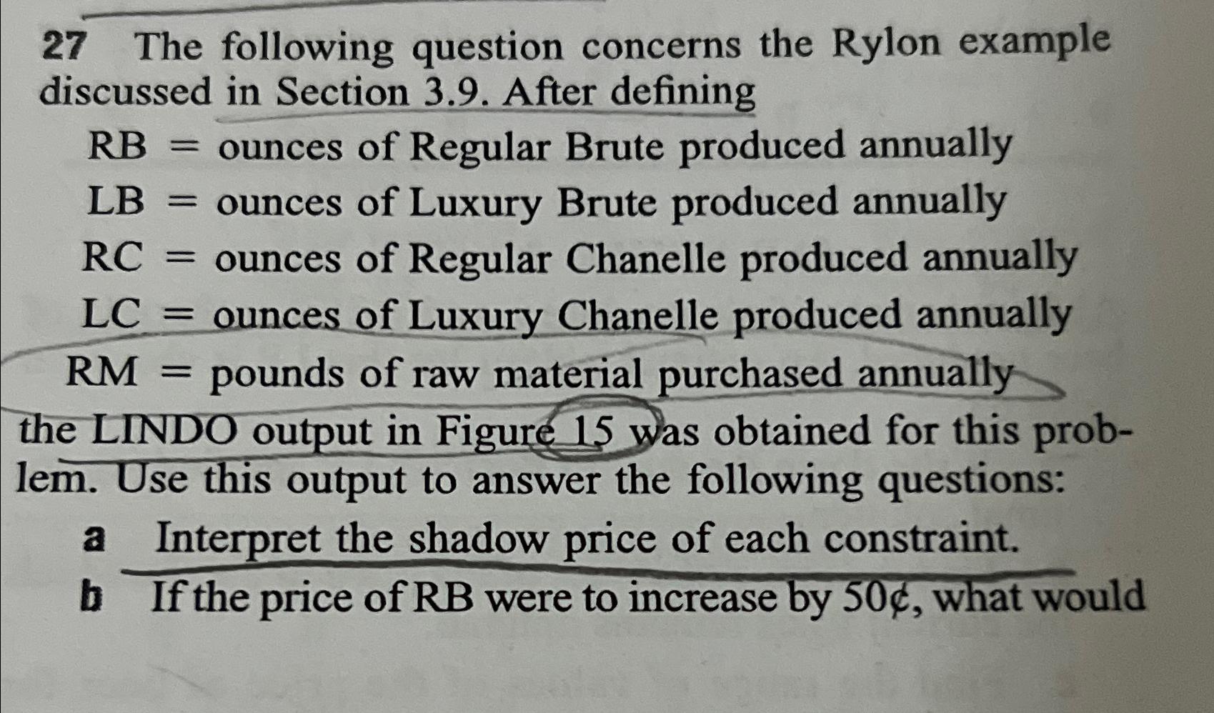 Solved 27 ﻿The following question concerns the Rylon example | Chegg.com