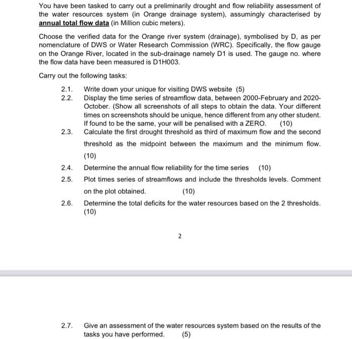 Solved You have been tasked to carry out a preliminarily | Chegg.com