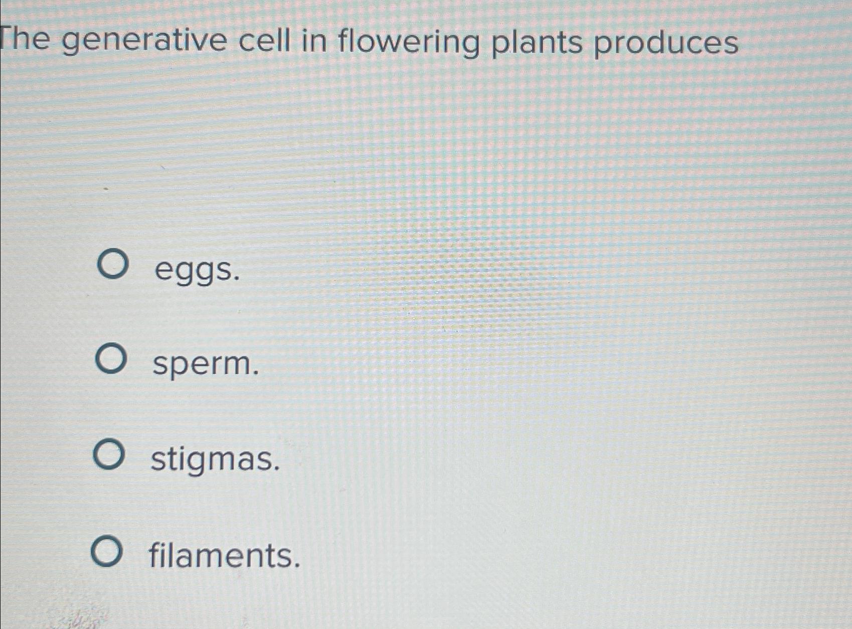 Solved The generative cell in flowering plants | Chegg.com