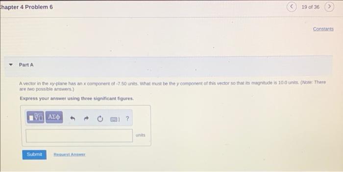 Solved hapter 4 Problem 6 19 of 36 Constants Part A A vector | Chegg.com