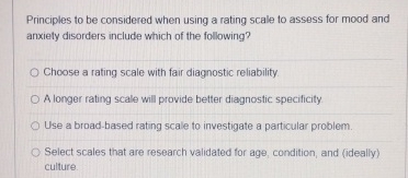 Solved Principles to be considered when using a rating scale | Chegg.com