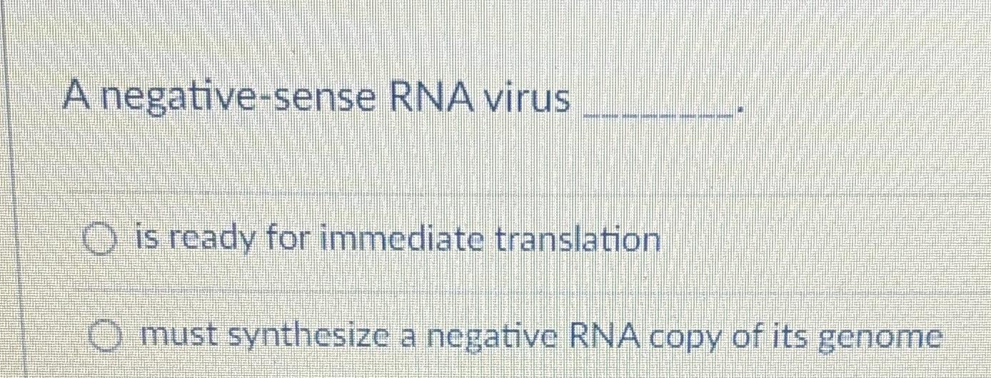 Solved A negative-sense RNA virusis ready for immediate | Chegg.com