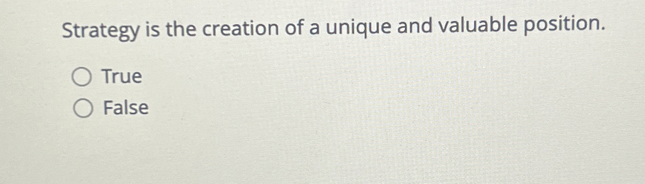 Solved Strategy is the creation of a unique and valuable | Chegg.com