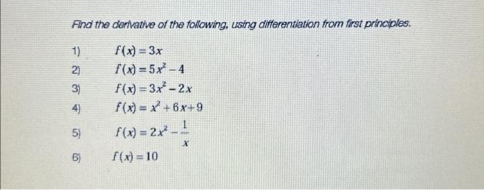 Solved Find the derivative of the following, using | Chegg.com