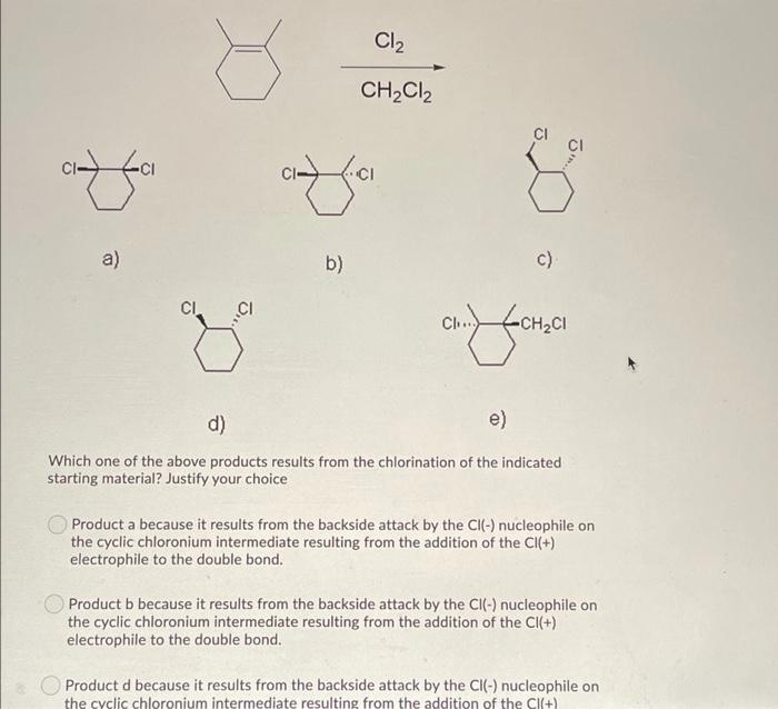 Solved Cl2 CH2Cl2 CI CI onts -CI CI an a) b) C) CI CI CI... | Chegg.com