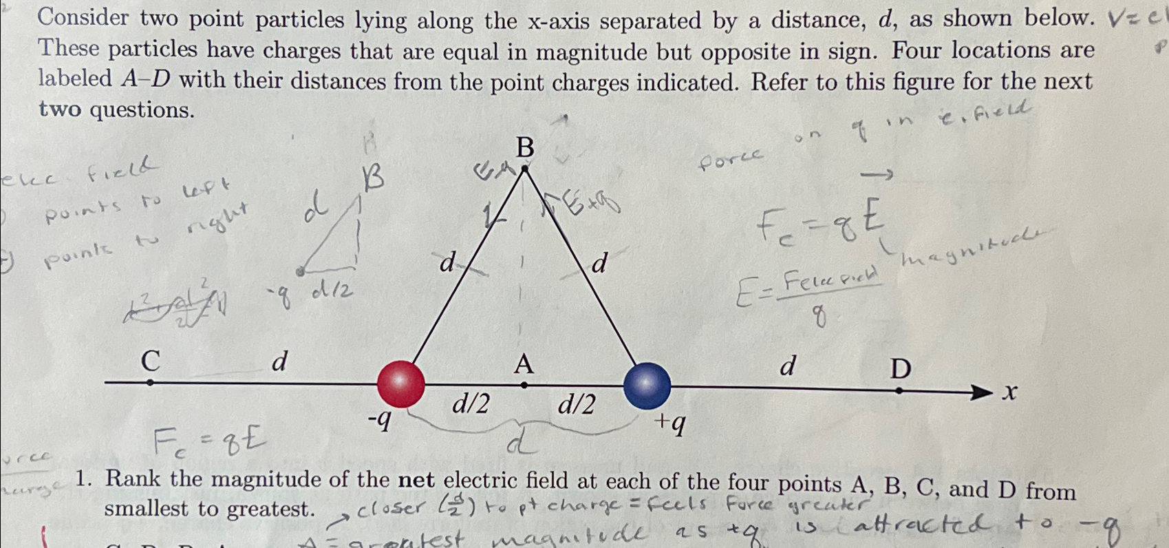 Solved Consider two point particles lying along the x-axis | Chegg.com