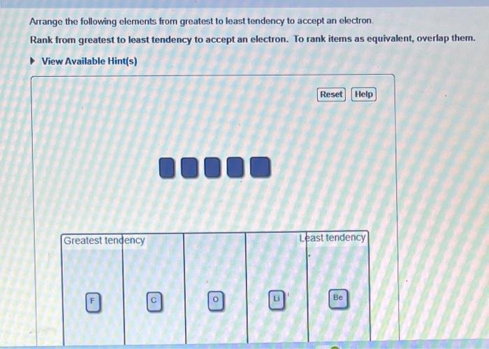 Solved Arrange the following elements from greatest to least | Chegg.com