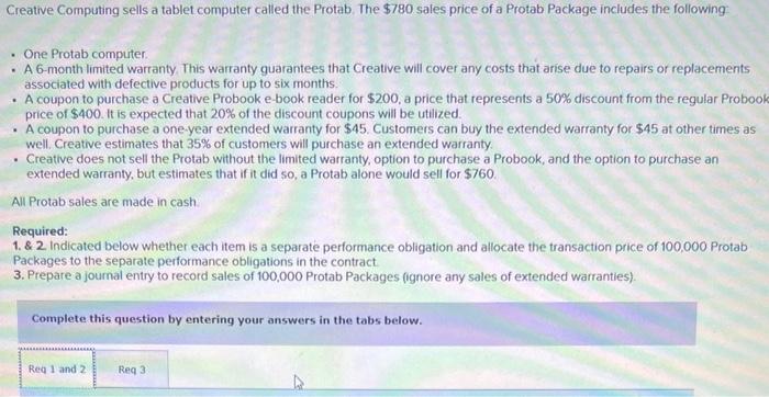 Solved Creative Computing sells a tablet computer called the | Chegg.com