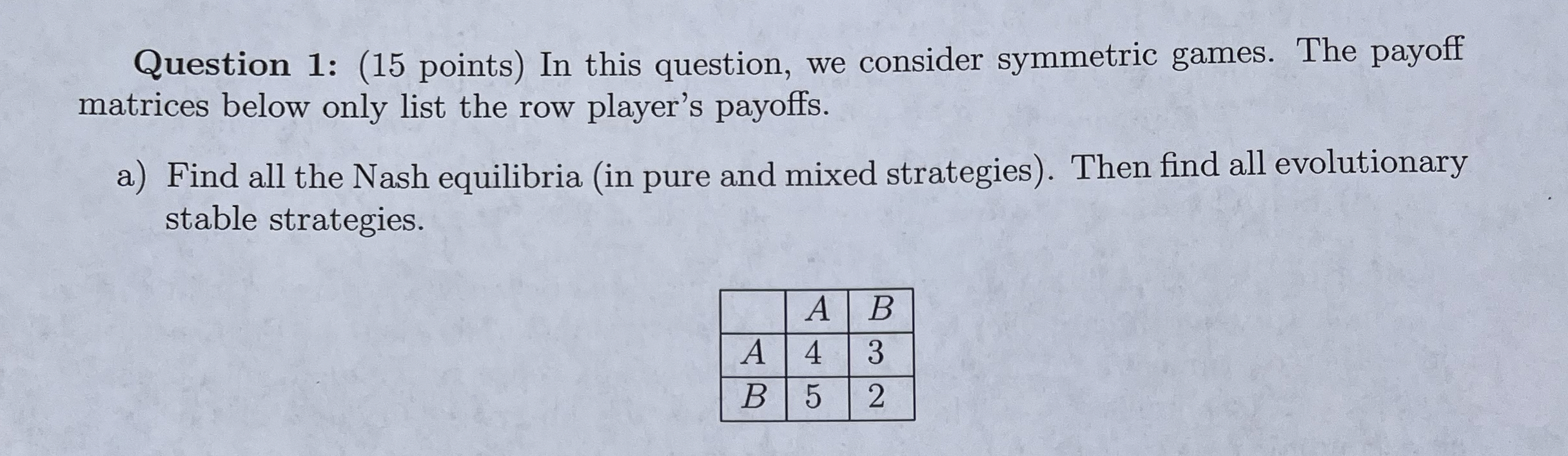 Solved In this question, we consider symmetric games. The | Chegg.com