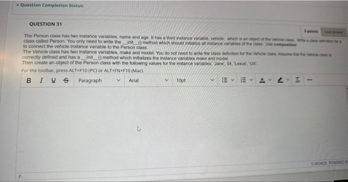 class callod Person. You only need to write the init | Chegg.com