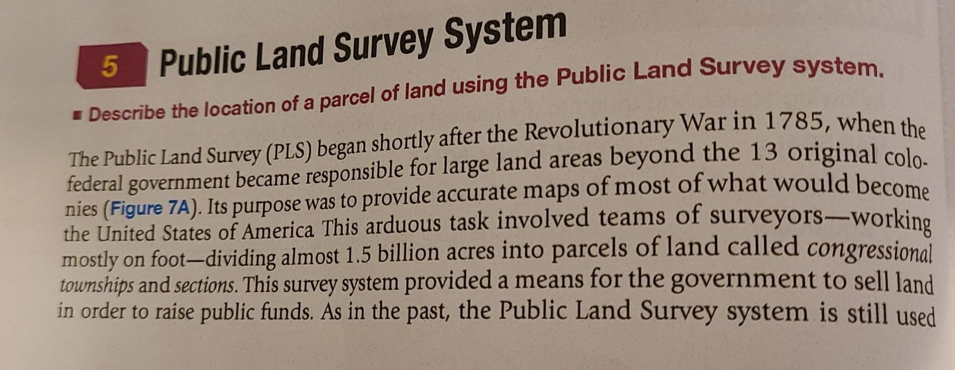 Solved 5 Public Land Survey System Describe the location of | Chegg.com