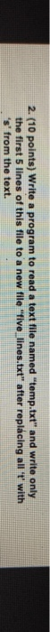 Solved 2. (10 points) Write a program to read a text file | Chegg.com