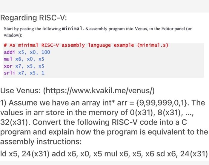 Solved Regarding RISC-V: Start by pasting the following | Chegg.com