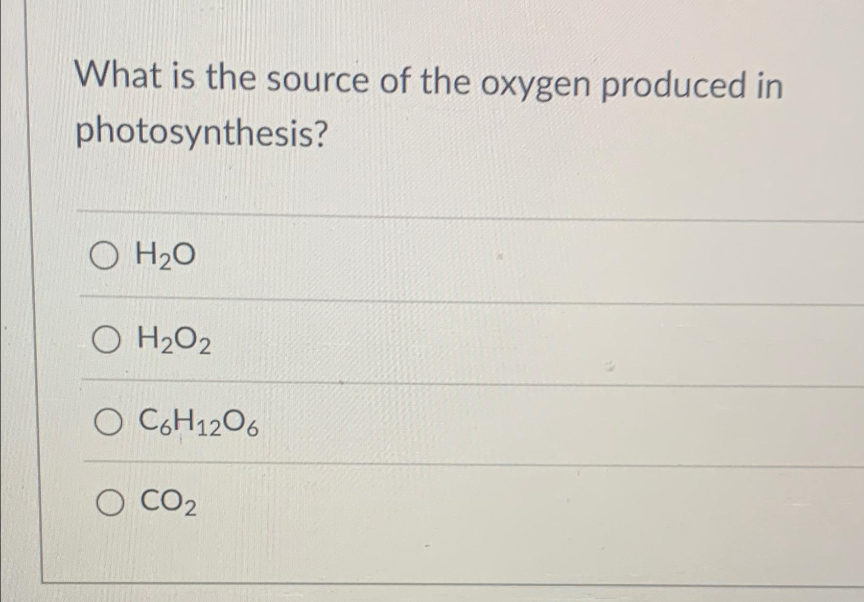 Solved What is the source of the oxygen produced in | Chegg.com