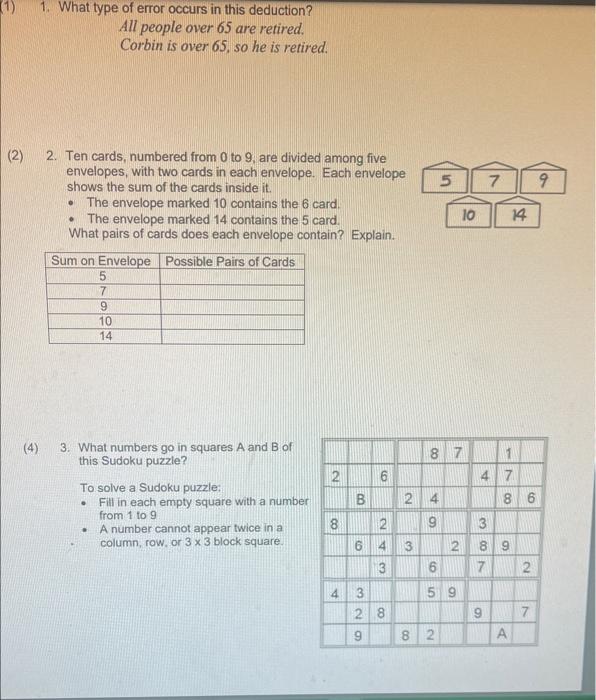 Solved 1) 1. What type of error occurs in this deduction? | Chegg.com