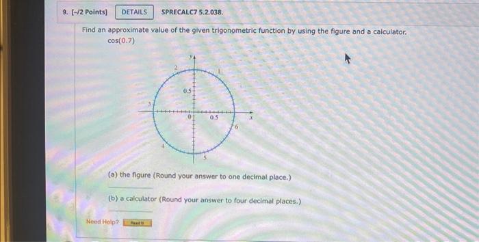 Solved Find an approximate value of the given trigonometric | Chegg.com