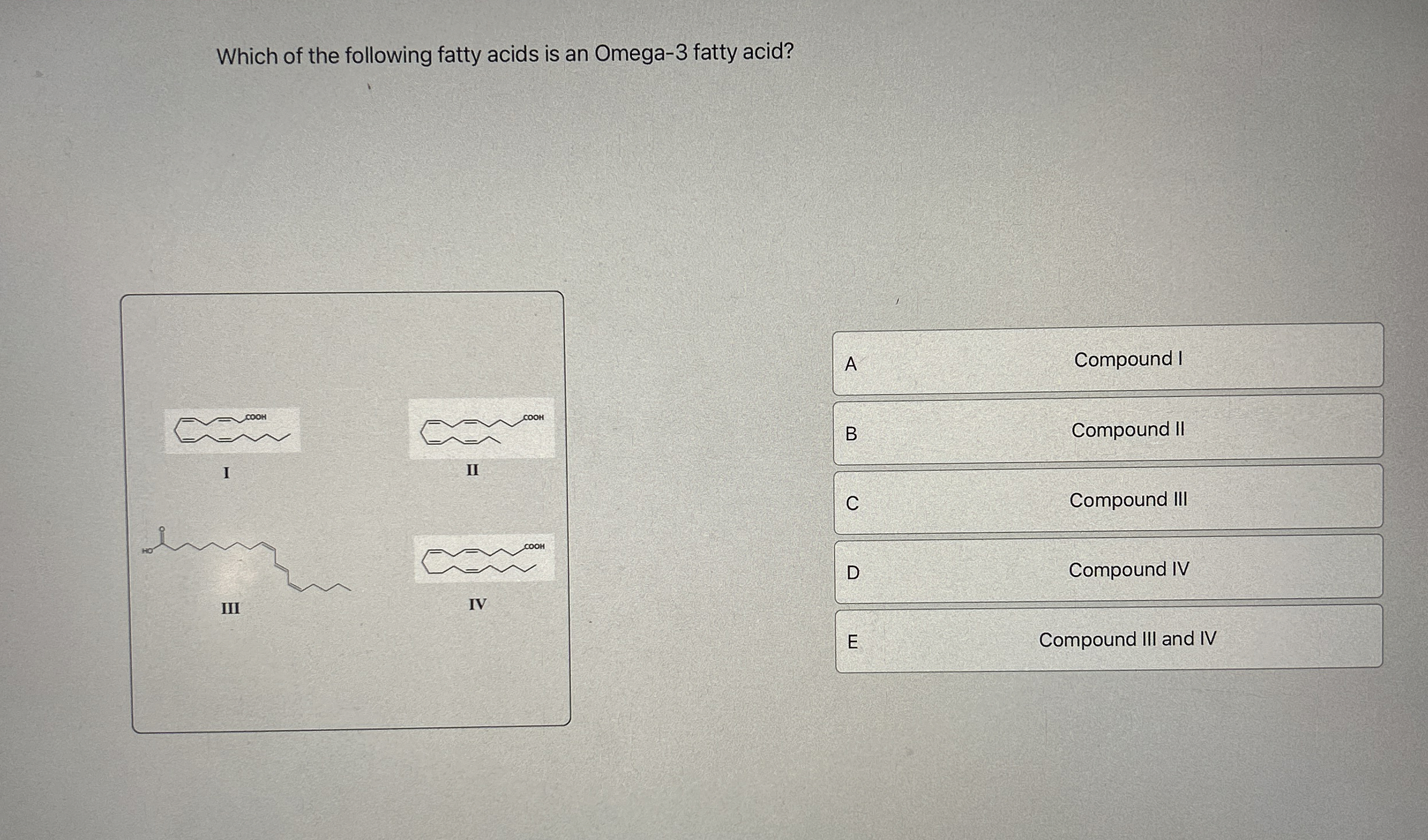 Solved Which of the following fatty acids is an Omega-3 | Chegg.com